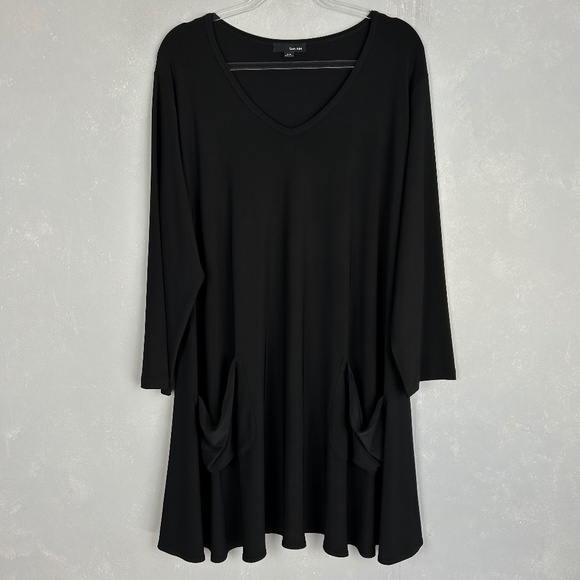 Sun Kim | Tops | Sun Kim Plus Size 2x Tunic Top Black 34 Sleeve Jersey ...
